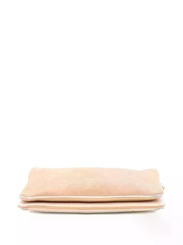 LOUIS VUITTON Double Zip Pochette Monogram Empreinte Leather Clutch - Neutrals