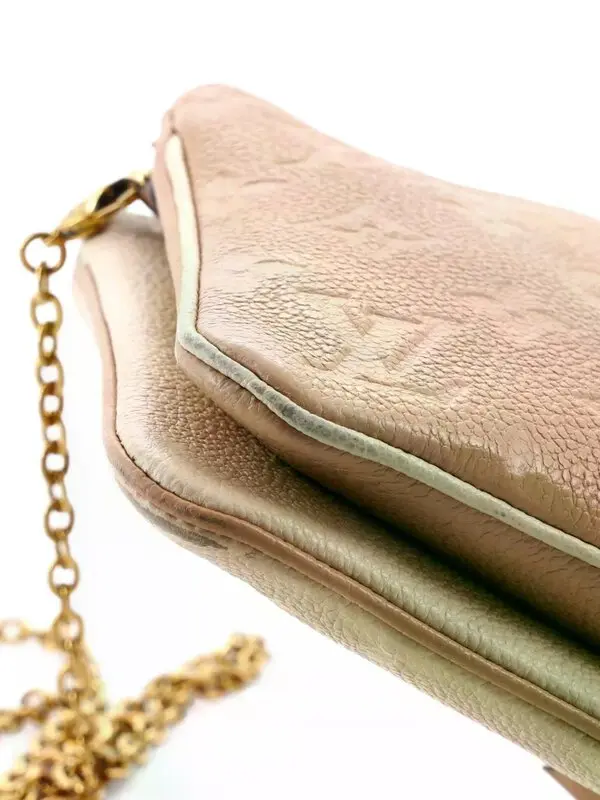 LOUIS VUITTON Double Zip Pochette Monogram Empreinte Leather Clutch - Neutrals