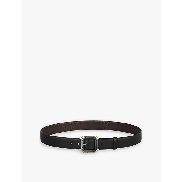 CARTIER Santos De Reversible Leather Belt - Black And Brown