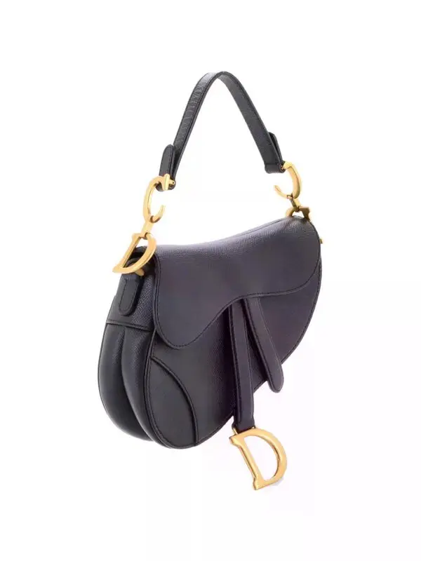Dior Saddle Handbag Leather Mini Shoulder Bag - Black