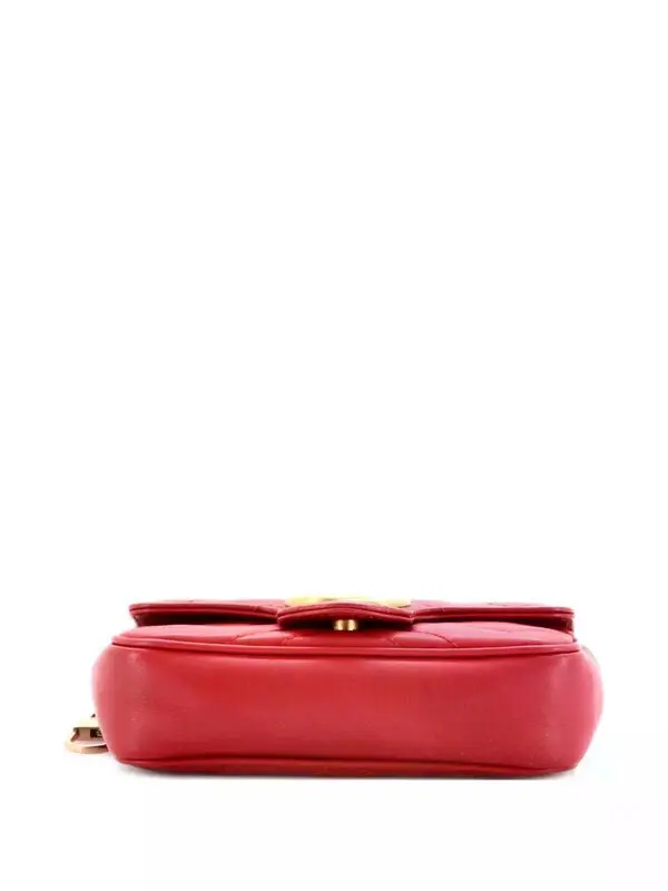 Gucci Gg Marmont Flap Bag Matelasse Leather Super Mini Crossbody Bag - Red