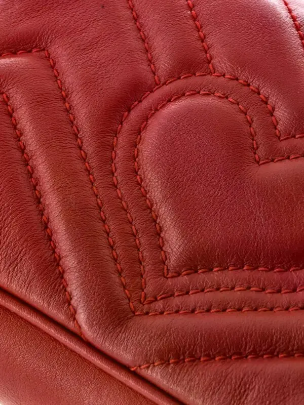 Gucci Gg Marmont Flap Bag Matelasse Leather Super Mini Crossbody Bag - Red