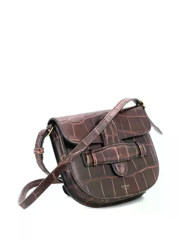 Celine Symmetrical Shoulder Bag Crocodile Embossed Mini Belt Bag