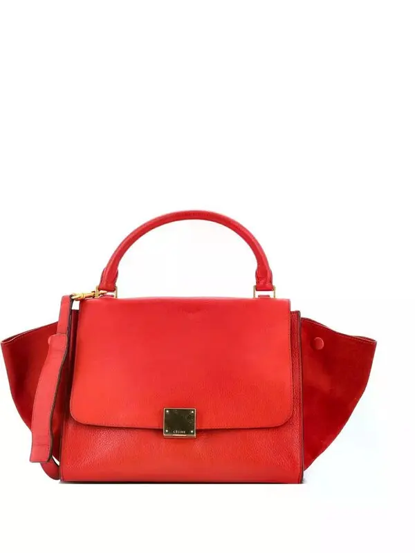 Celine Trapeze Bag Leather Small Satchel - Red