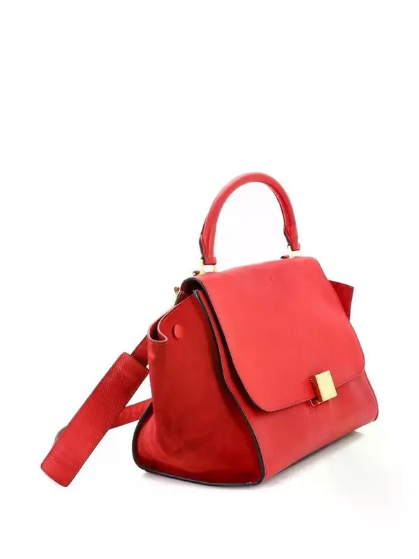 Celine Trapeze Bag Leather Small Satchel - Red