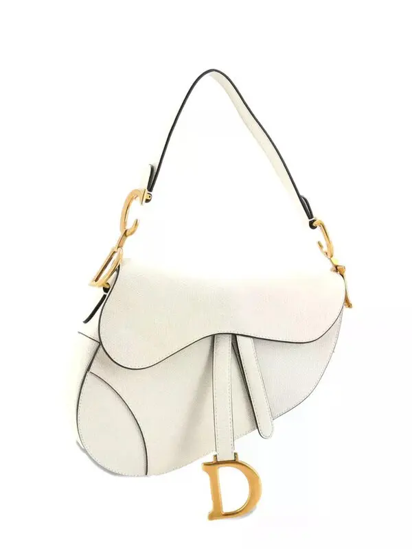 Dior Saddle Handbag Leather Medium Shoulder Bag - White