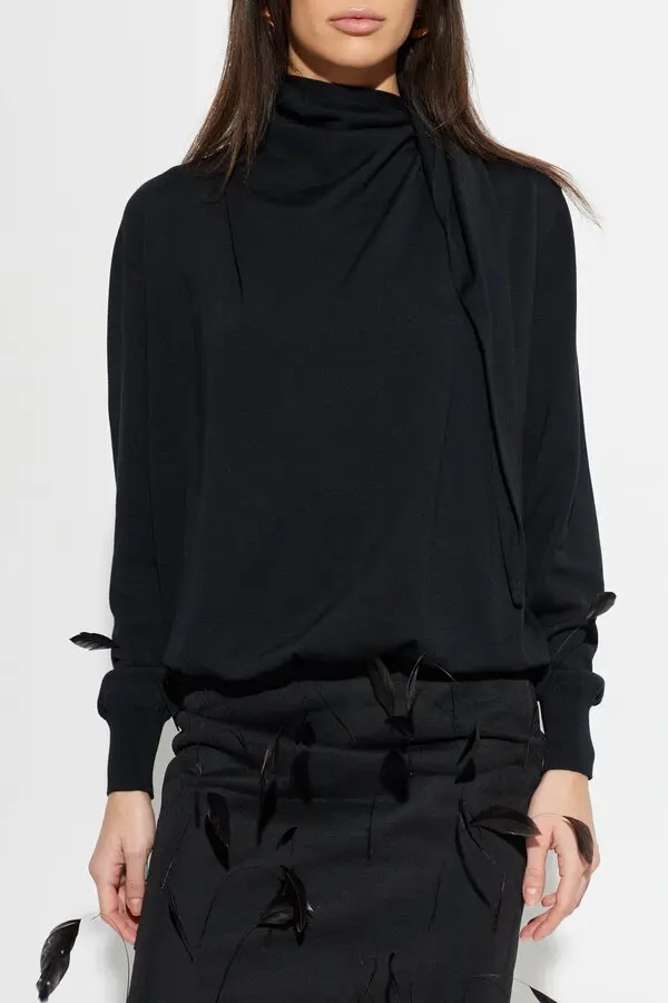 JIL SANDER Sweater With Decorative Neckline - Black