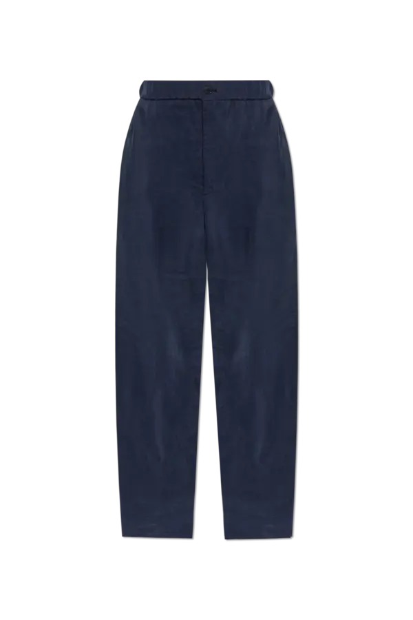 Giorgio Armani Loose-fit Silk Trousers - Navy Blue