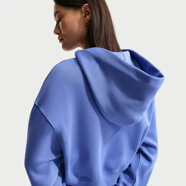 Nike Phoenix Fleece Oversized Cropped Henley Hoodie - Blue