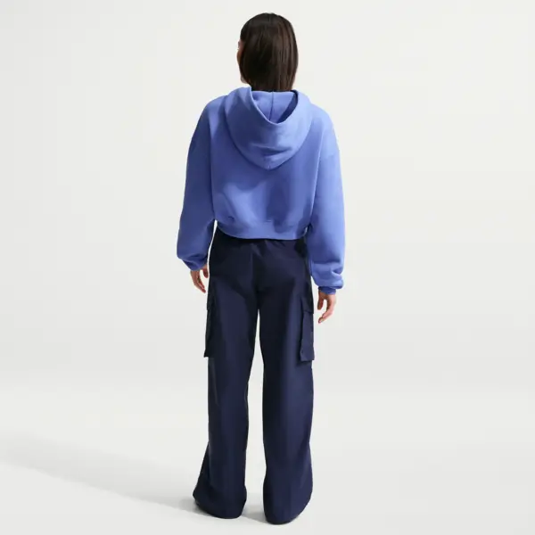 Nike Phoenix Fleece Oversized Cropped Henley Hoodie - Blue