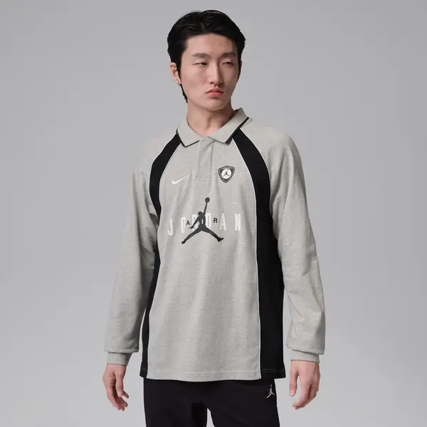 JORDAN Flight Long-sleeve Polo Jersey - Grey