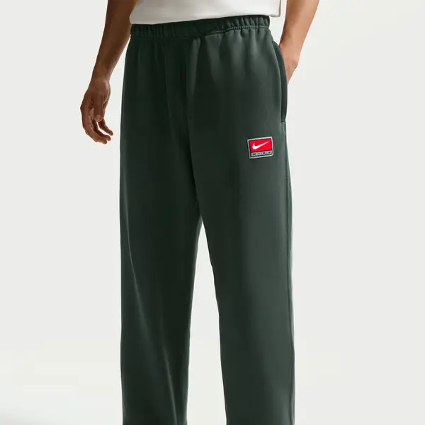 Nike Solo Swoosh Fleece Open-hem Pants - Green