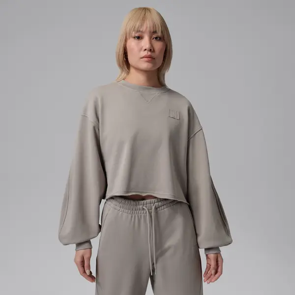 JORDAN Flight Fleece Mod-crop Crew-neck Sweatshirt - Grey