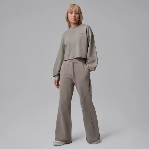JORDAN Flight Fleece Mod-crop Crew-neck Sweatshirt - Grey