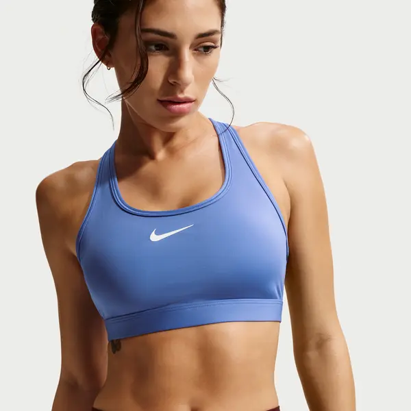 Nike Swoosh Support Padded Sports Bra - Blue