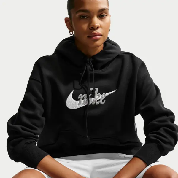 Nike Sportswear Phoenix Fleece Oversized Logo Hoodie - Black