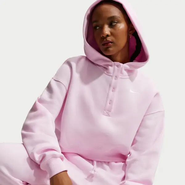 Nike Sportswear Phoenix Fleece Oversized Cropped Henley Hoodie