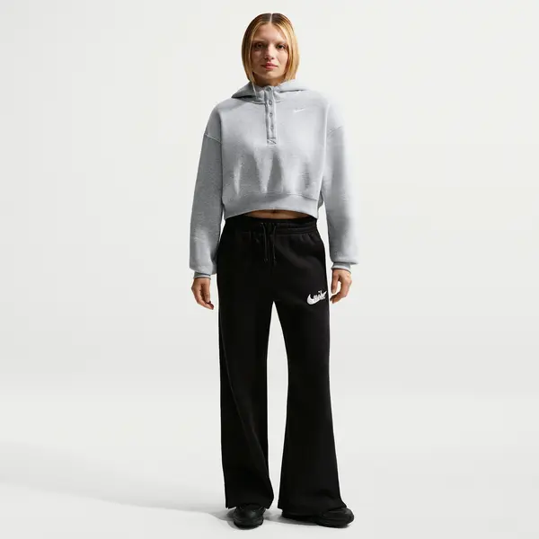 Nike Sportswear Phoenix Fleece Oversized Cropped Henley Hoodie - Grey