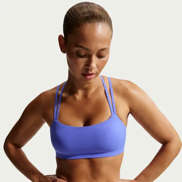 Nike Zenvy Strappy Light-support Padded Sports Bra - Blue