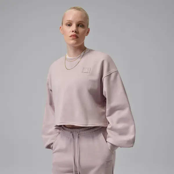 JORDAN Flight Fleece Mod-crop Crew-neck Sweatshirt - Pink