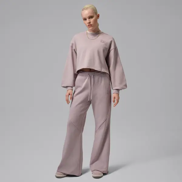 JORDAN Flight Fleece Mod-crop Crew-neck Sweatshirt - Pink