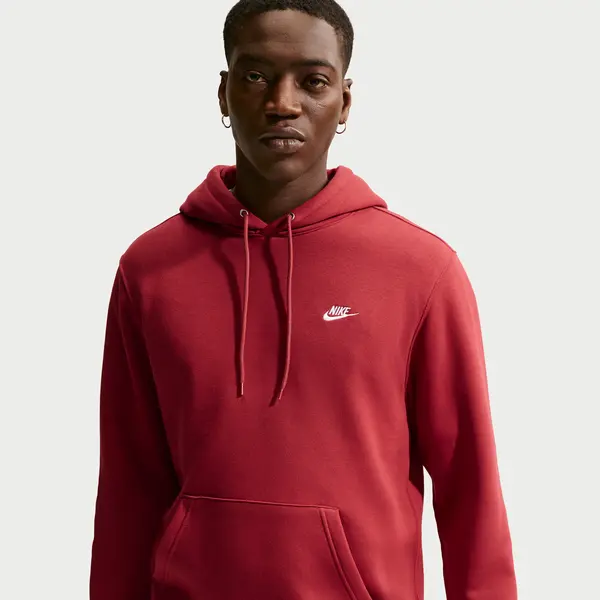 Nike Club Pullover Fleece Hoodie - Red