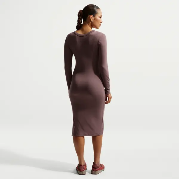Nike Sportswear Chill Knit Tight Long-Sleeve Midi Mini-Rib Dress - Purple -  33% Off | Editorialist