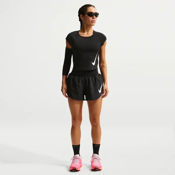 Nike Tempo Flow Swoosh Dri-fit Mid-rise Running Shorts - Black