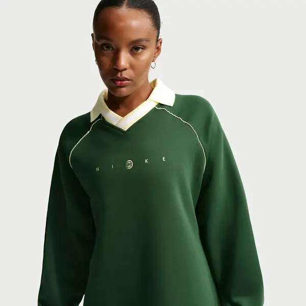 Nike Sportswear Phoenix Fleece Oversized Graphic Polo Top - Green