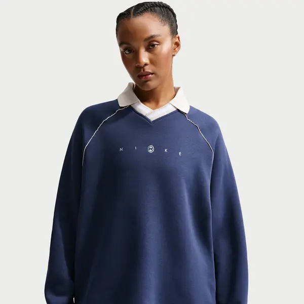 Nike Sportswear Phoenix Fleece Oversized Graphic Polo Top - Blue