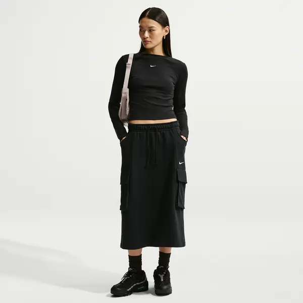 Nike Sportswear Phoenix Fleece Cargo Midi Skirt - Black