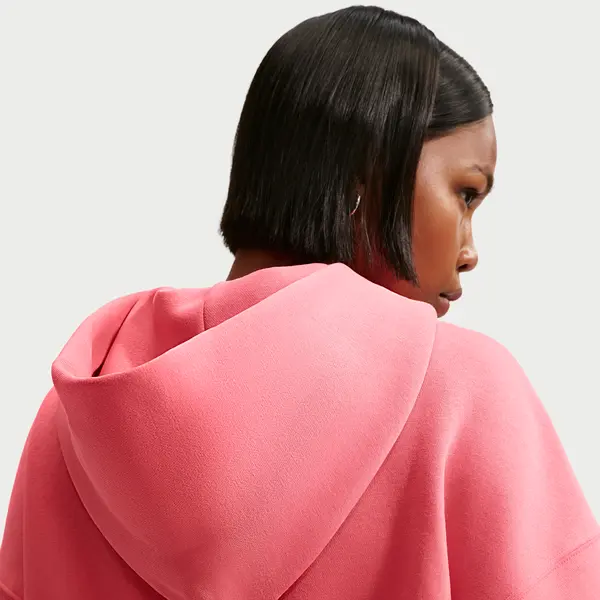 Nike Sportswear Phoenix Fleece Oversized Cropped Henley Hoodie - Pink