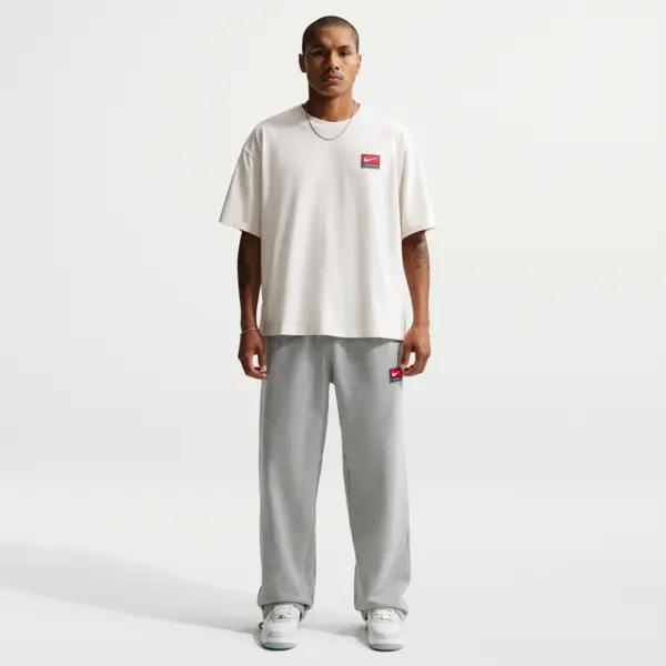 Nike Solo Swoosh Fleece Open-hem Pants - Grey