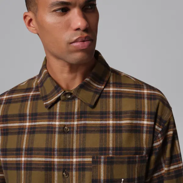 JORDAN Graphic Plaid Flannel Long Sleeve Shirt