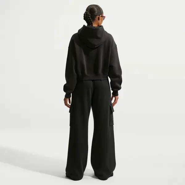 Nike Sportswear Phoenix Fleece Oversized Cropped Henley Hoodie - Black