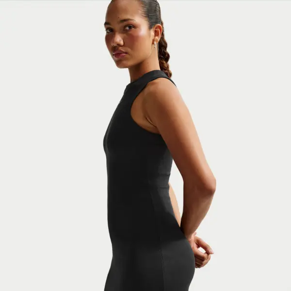 Women's Nike Sportswear Chill Knit Ribbed Tank Dress Medium Black/Sail