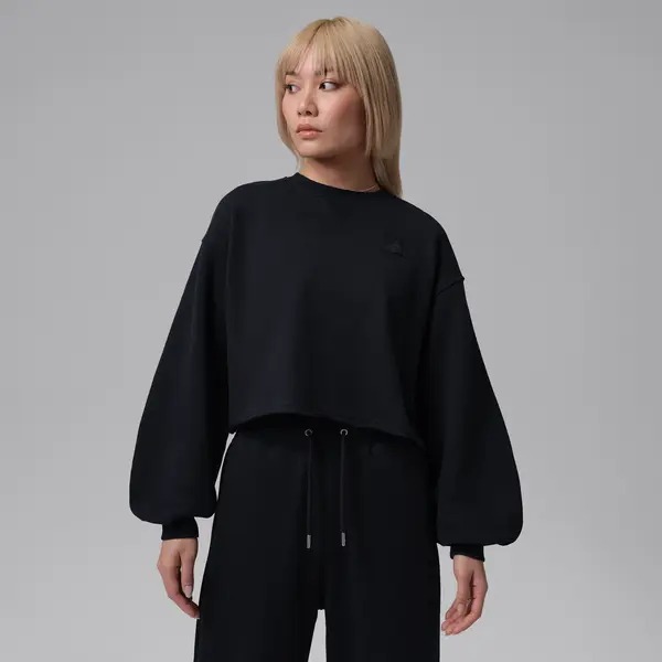 JORDAN Flight Fleece Mod-crop Crew-neck Sweatshirt - Black