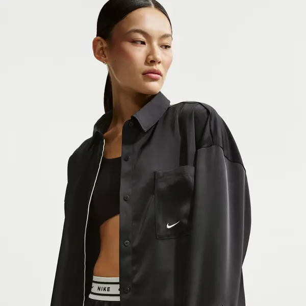 Nike Sportswear Oversized Satin Long-sleeve Top