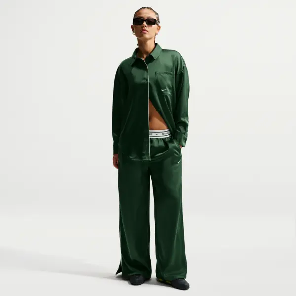 Nike Sportswear Loose Mid-rise Satin Pants - Green