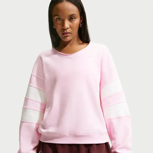 Nike Sportswear Club Fleece Oversized V-neck Sweatshirt - Pink