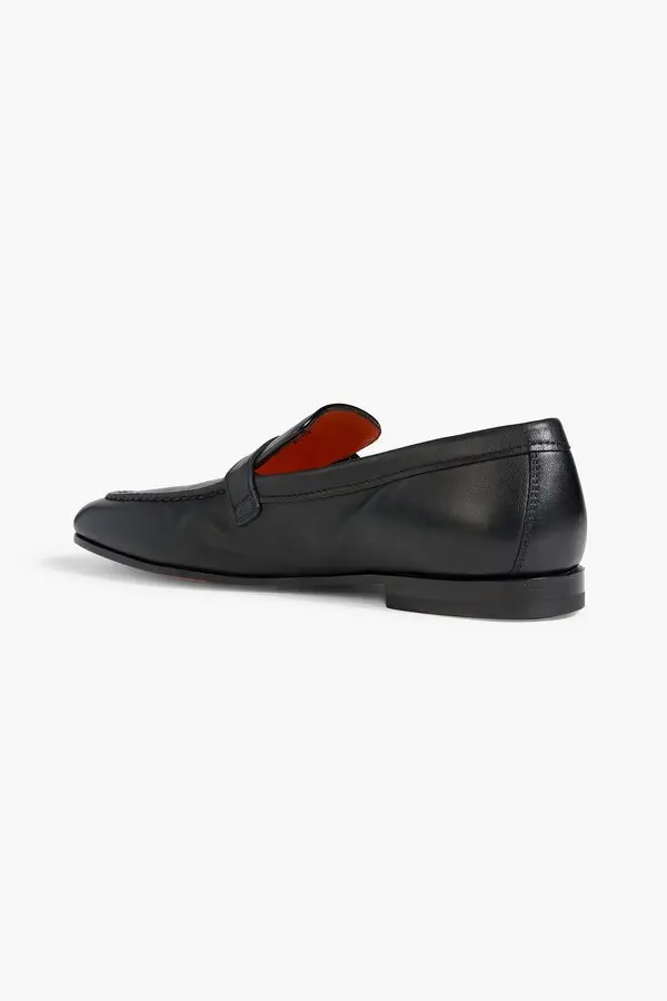 Santoni Leather Loafers With Buckled Straps