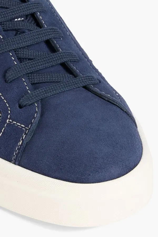 Santoni Double Buckle Woven Suede Sneakers - Navy