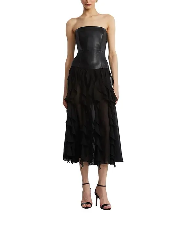 Bcbgmaxazria Leather Chiffon Dress