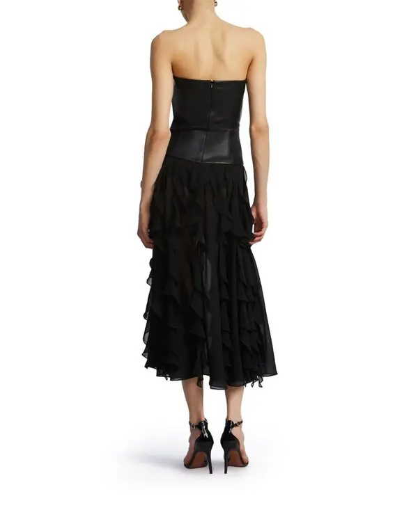 Bcbgmaxazria Leather Chiffon Dress