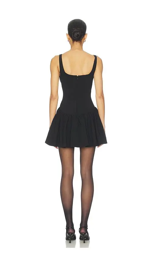 black satin cowl mini dress self-portrait - Black Velvet Crystal Trim Mini Dress main image 1