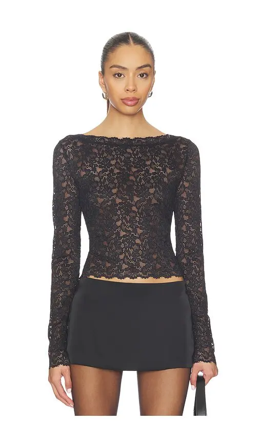 ELODIE THE LABEL Alma Lace Top - Black