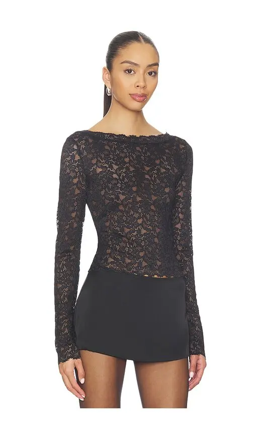 ELODIE THE LABEL Alma Lace Top - Black