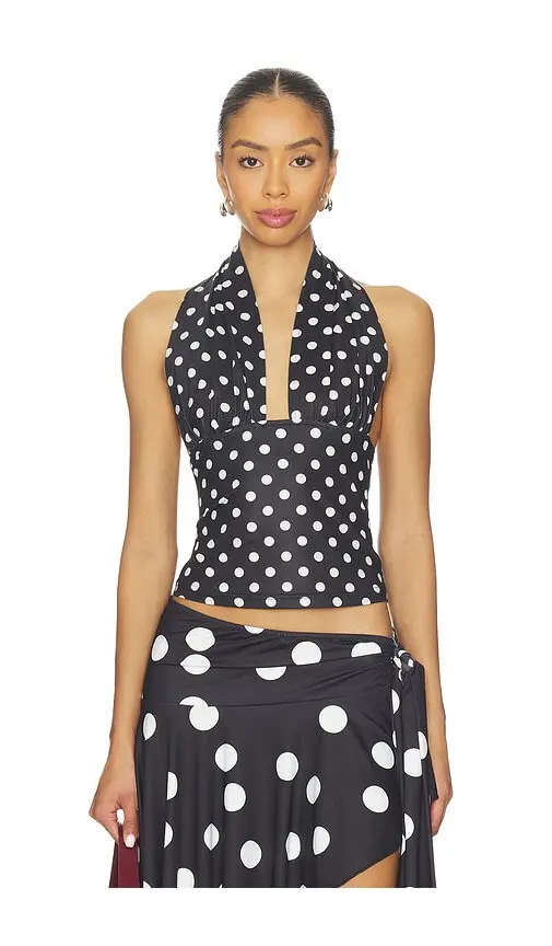 Lioness Safari Halter Top - Noir Polka