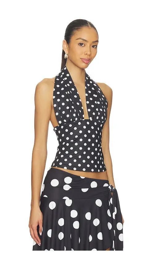 Lioness Safari Halter Top - Noir Polka