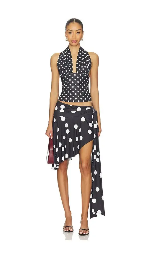 Lioness Safari Halter Top - Noir Polka